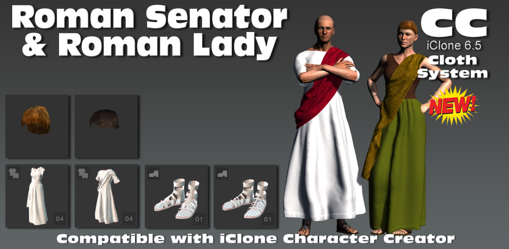 cc Cloth Roman Senator & Roman Lady - iClone/Actor - Reallusion Content ...