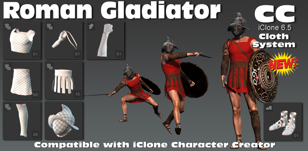 cc Cloth Roman Gladiator - iClone/Actor - Reallusion Content Store
