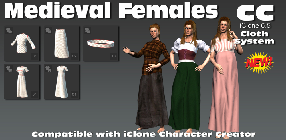 cc Cloth Medieval Female Bundle - iClone/Actor - Reallusion Content Store