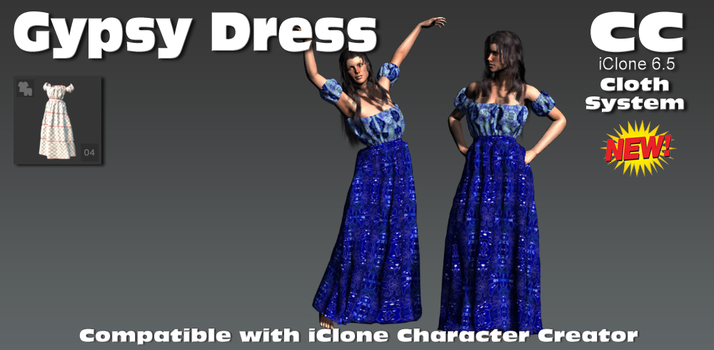 cc Cloth Gypsy Dress - iClone/Actor - Reallusion Content Store