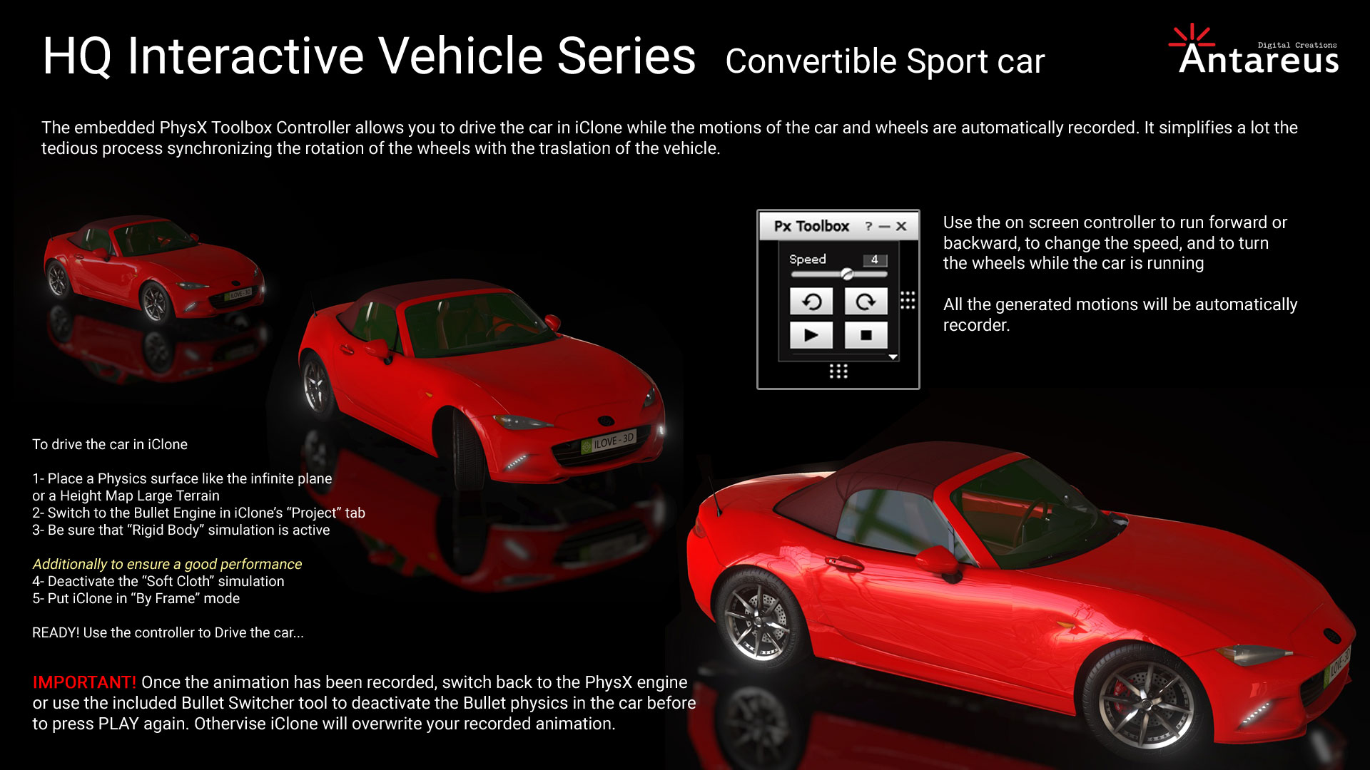 HQ Interactive Vehicles - Convertible Sports Car - iClone/Scenes ...