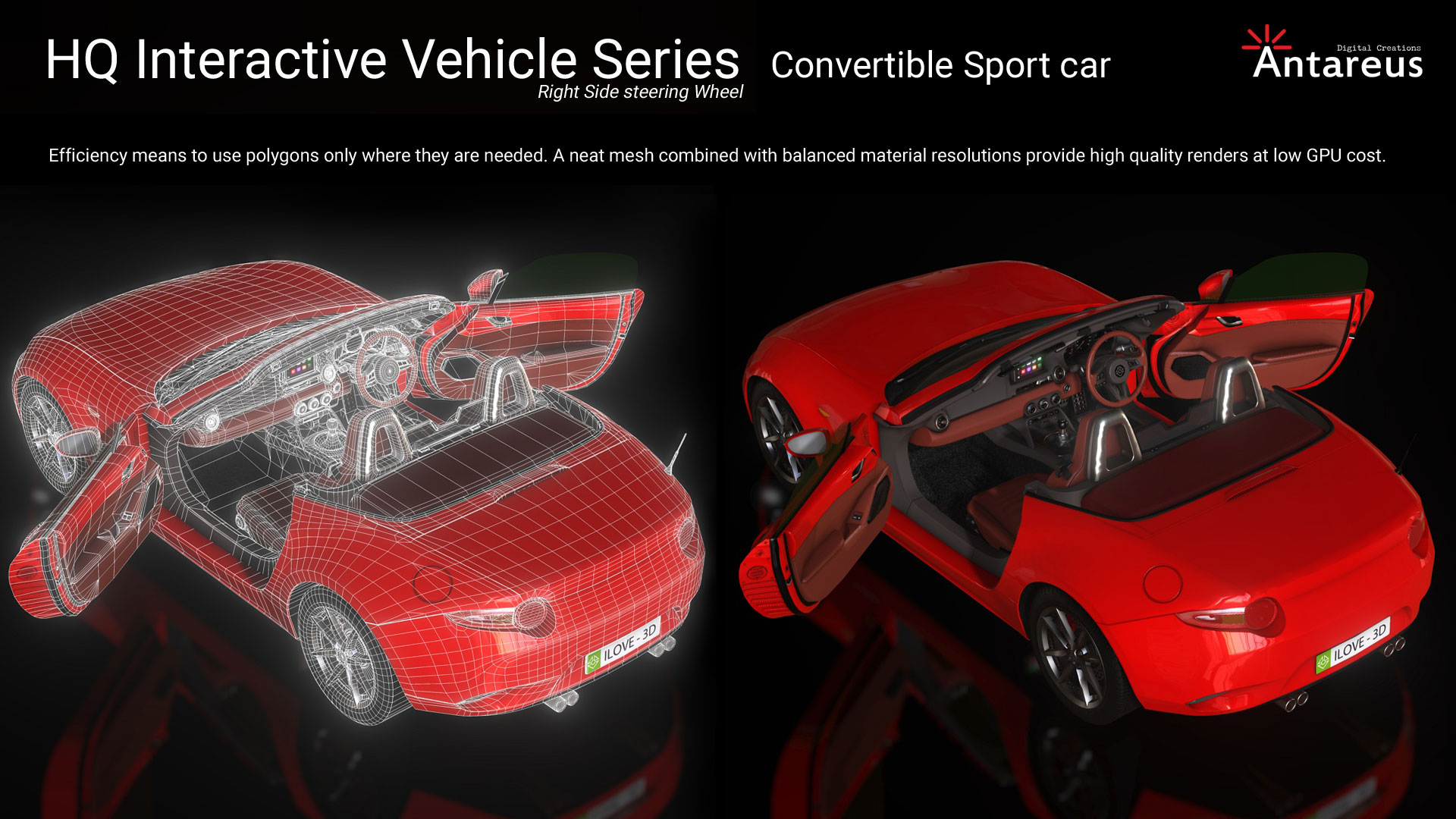 HQ Interactive Vehicles - Convertible Sports Car RHD - iClone/Scenes ...