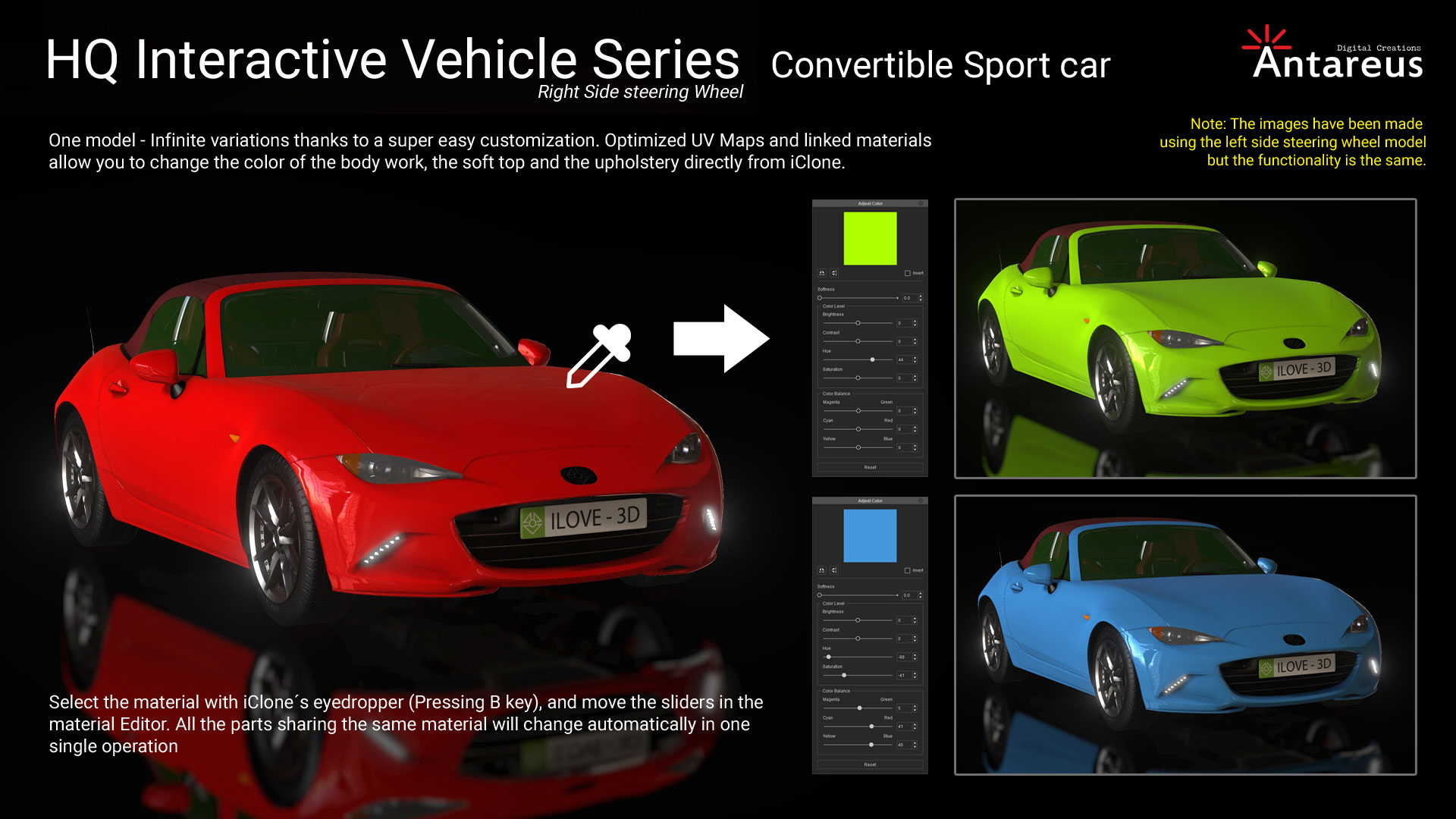 HQ Interactive Vehicles - Convertible Sports Car RHD - iClone/Scenes ...