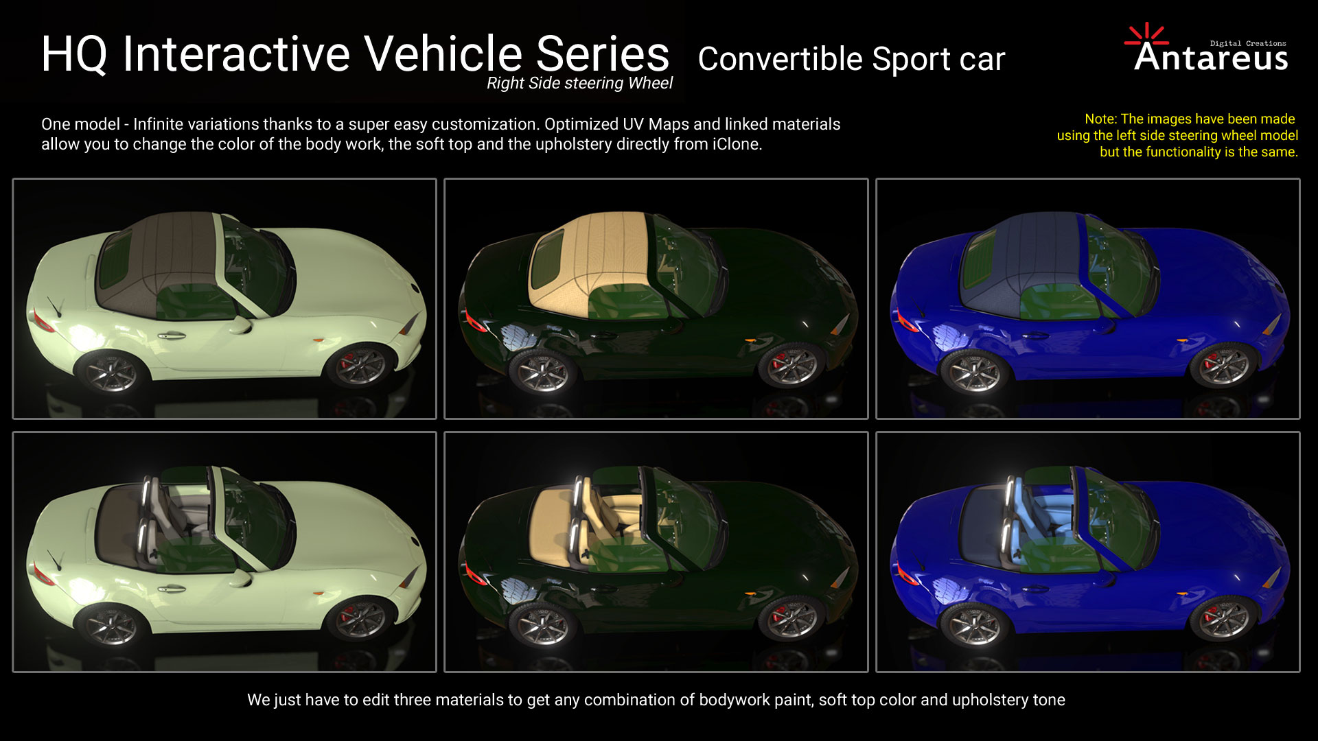 HQ Interactive Vehicles - Convertible Sports Car RHD - iClone/Scenes ...
