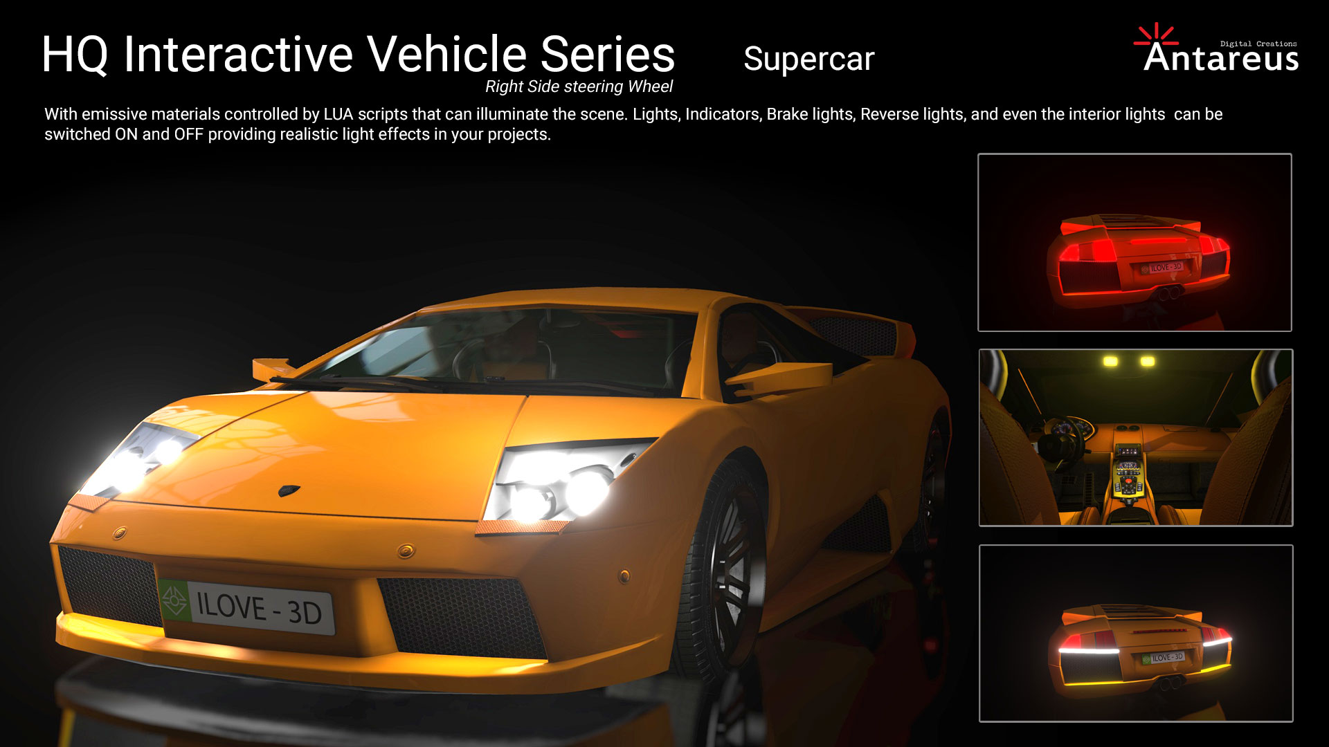 RHD HQ Interactive Vehicles - Supercar - iClone/Scenes & Props - Reallusion Content Store