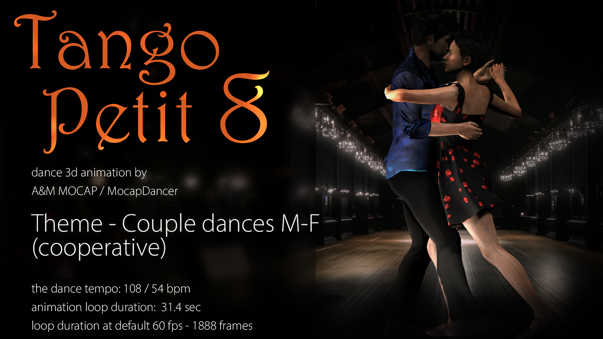 A&M - Tango Petit 8 [couple dance animation, 108bpm / 54bpm ] - iClone ...