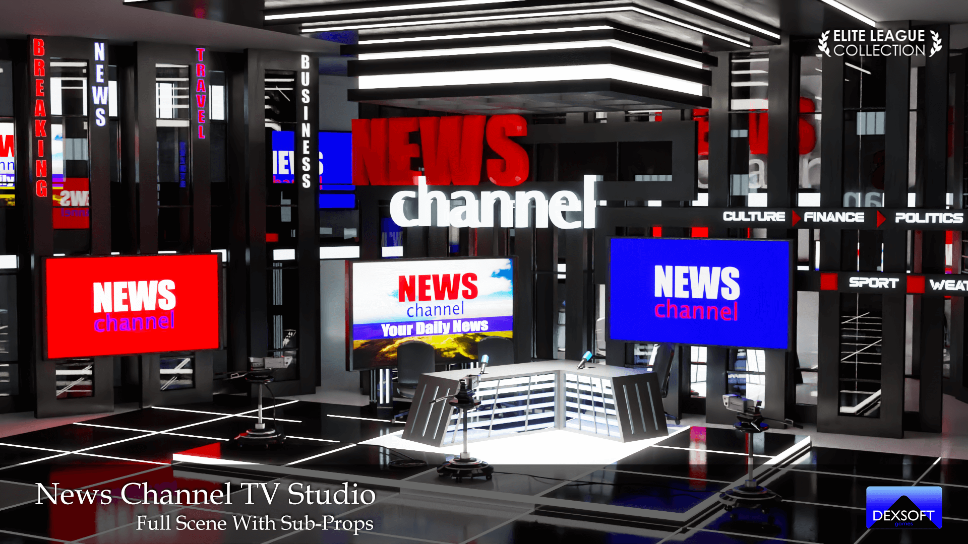 News Channel TV Studio - iClone/Scenes & Props - Reallusion Content Store
