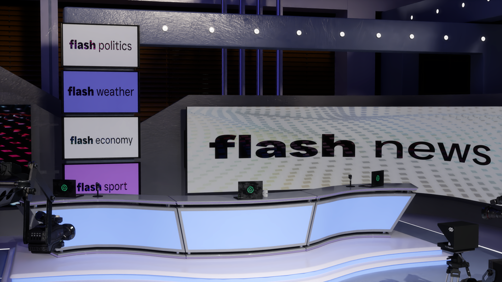 Flash News TV Studio - iClone/Scenes & Props - Reallusion Content Store
