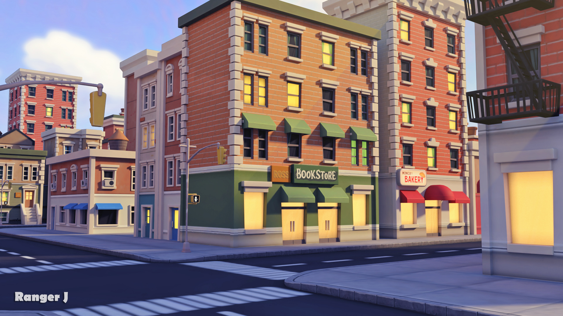 Cartoon City Buildings 3d