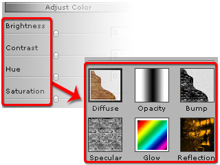 Adjusting Colors on Six Texture Channels