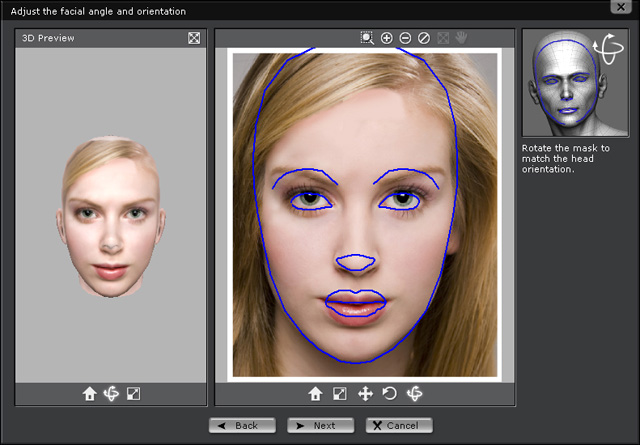 Adjusting the facial angle and orientation