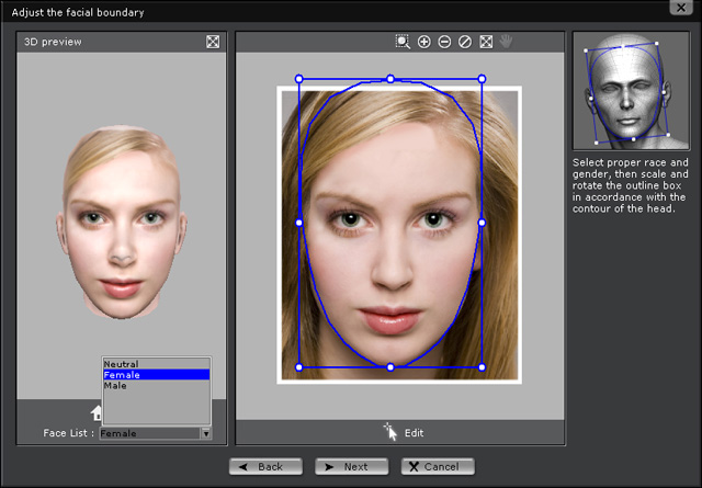 Adjusting the facial boundary