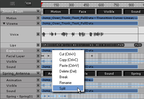 Splitting Motion Groups for Timeline Editing